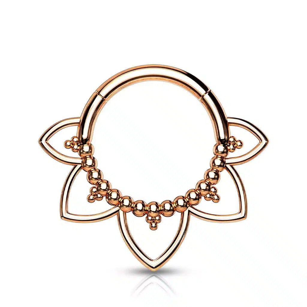 Rose Gold Lotus Hinged Segment Ring (16g) – Highness