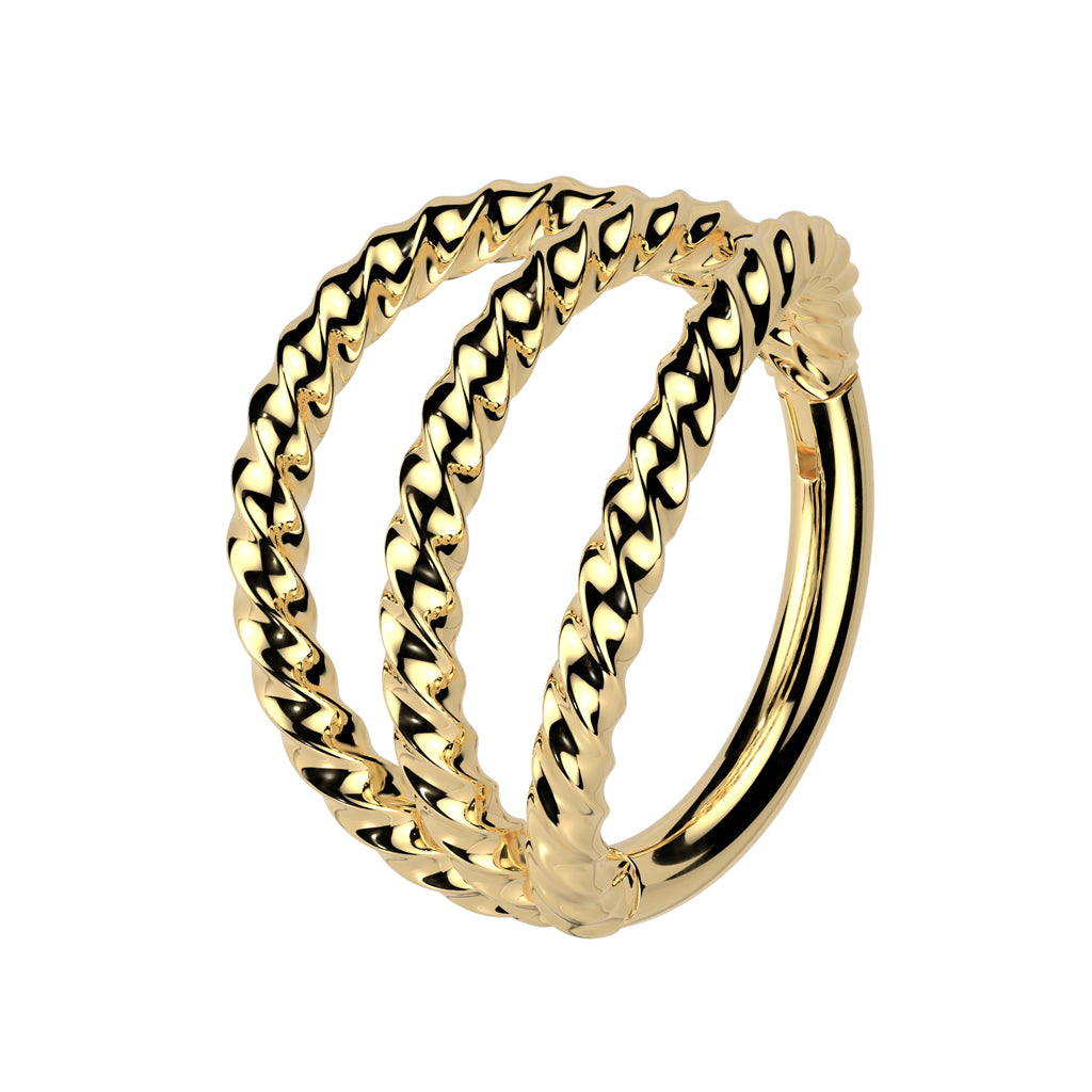 Gold Triple Braided Hinged Segment Ring (16g) – Highness