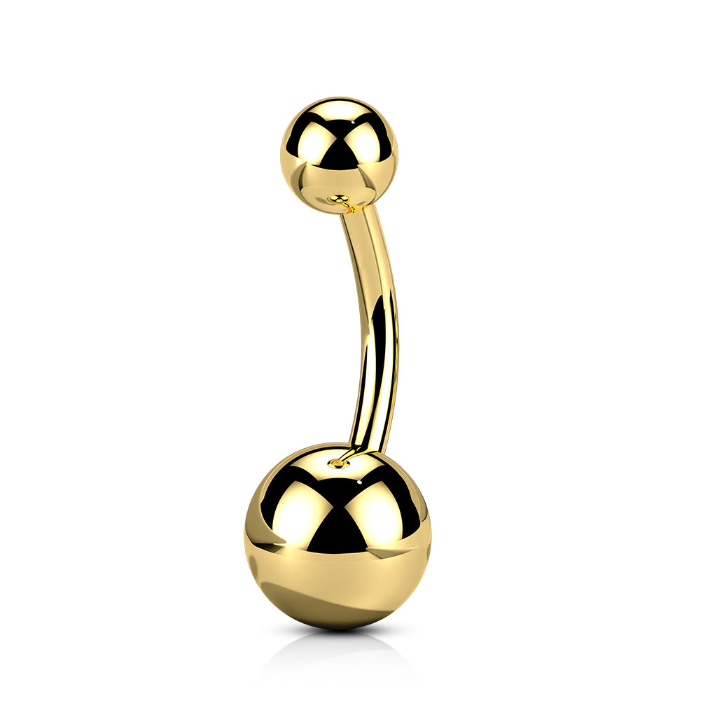 Gold Internally Threaded Titanium Navel Barbell (14g) – Highness