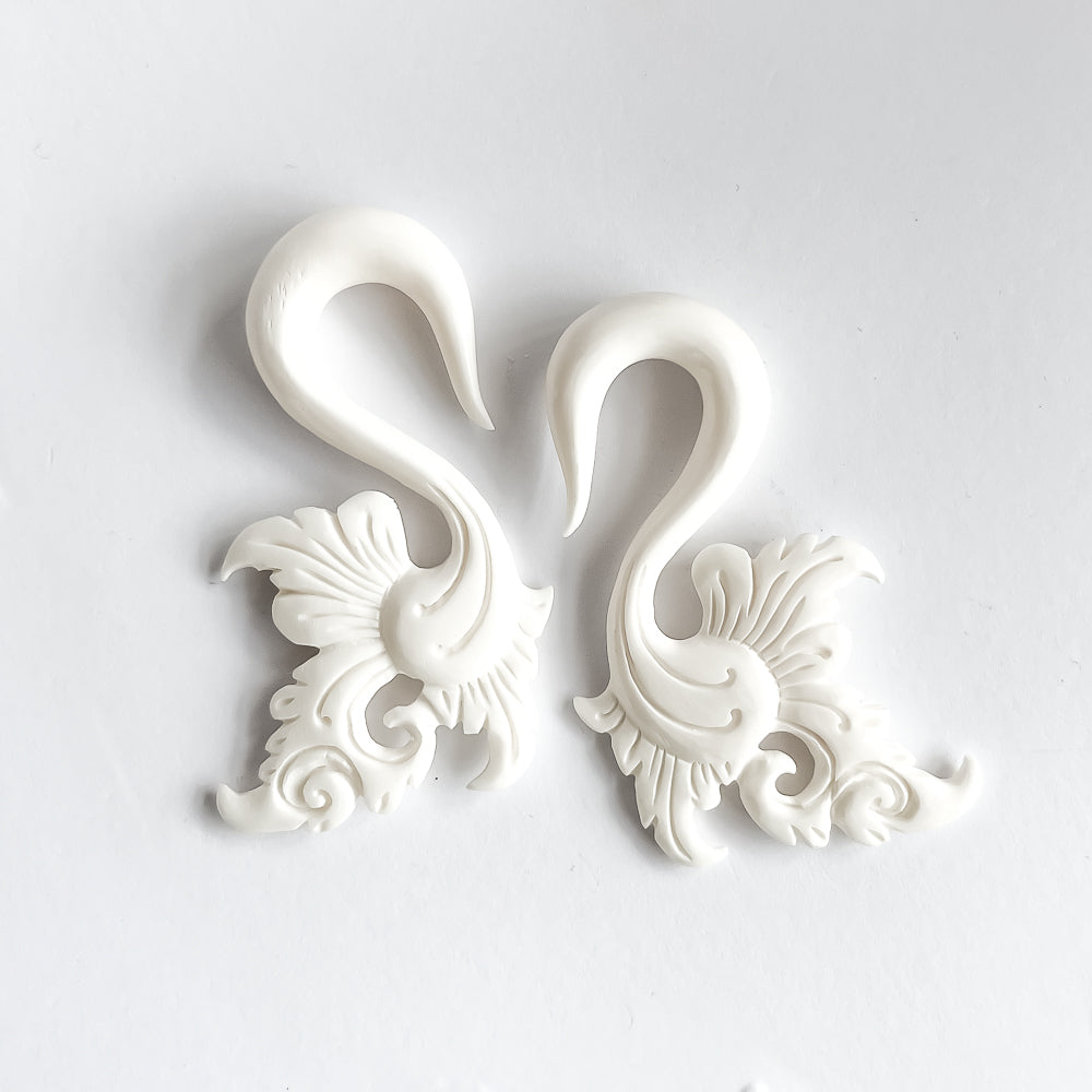 8mm Hand Carved Bone Swan Hangers - PAIR – Highness